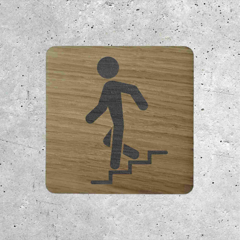 Wood Stairs Access Signage | Eco-friendly | Handcrafted | Made in France