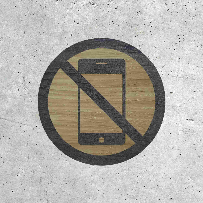 Wooden Signage - No Phones | Eco-Friendly | Made in France