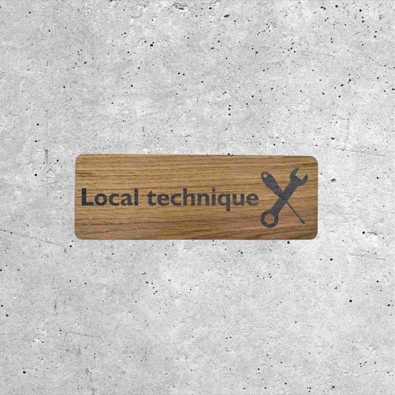 Plaque Signalétique en Bois - Local Technique | Écologique | Artisanal