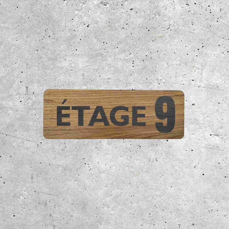 Wooden Sign Floor 9 | Eco-Friendly | Handcrafted | Made in France